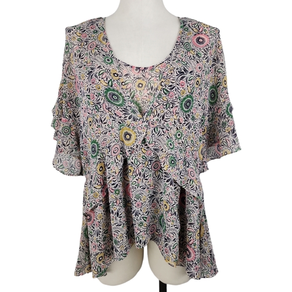 CAbi | Tops | Cabi 2 Piece Set Tank Topper M Pink Green Floral Chiffon ...